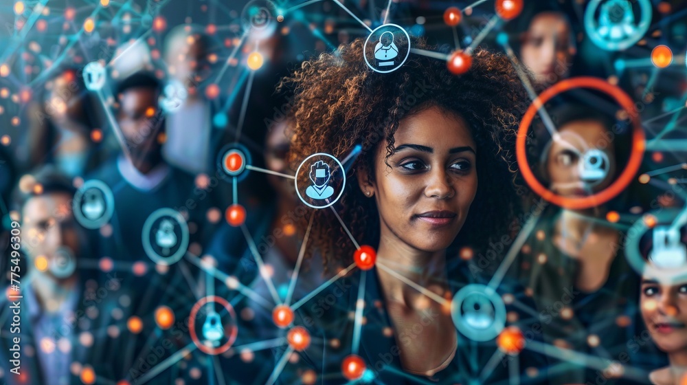 Design a visually engaging image showcasing a diverse group of people ...