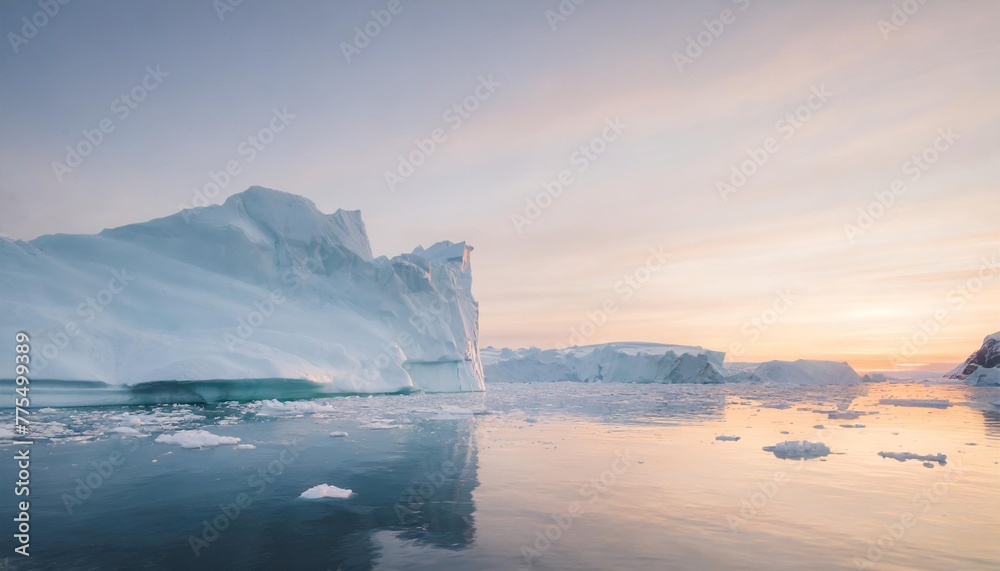 antarctic nature landscape with icebergs in greenland icefjord during ...