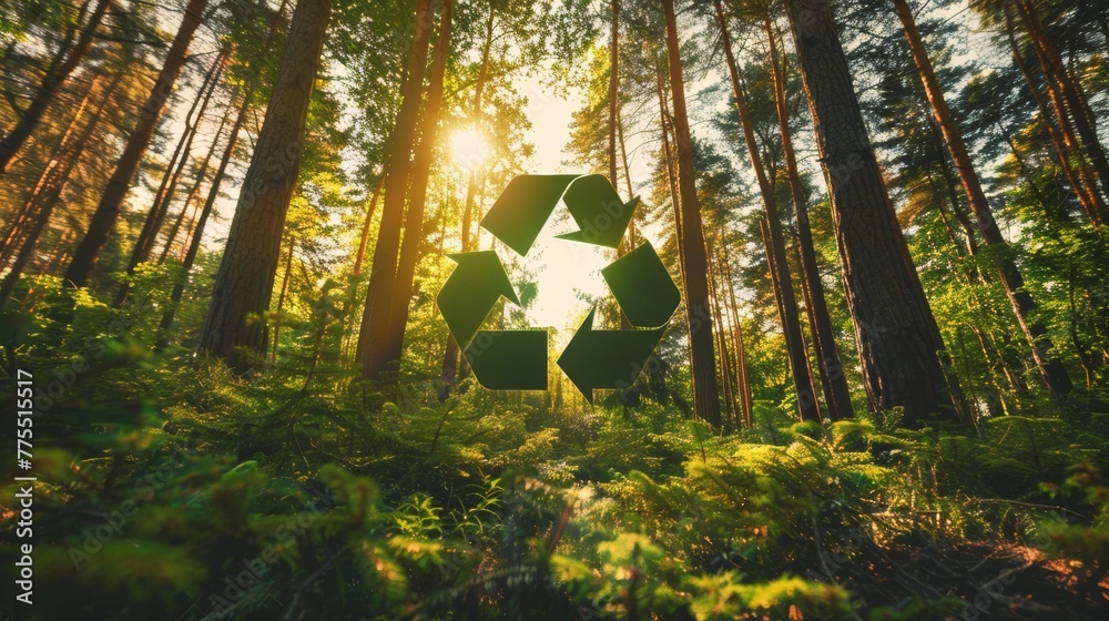 Recycle logo on nature background for the Environment Stock Photo ...