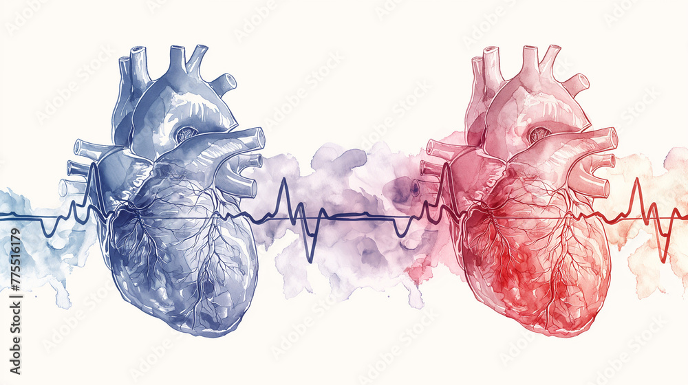 Illustration of an electrocardiogram (ECG or EKG) showing a normal ...