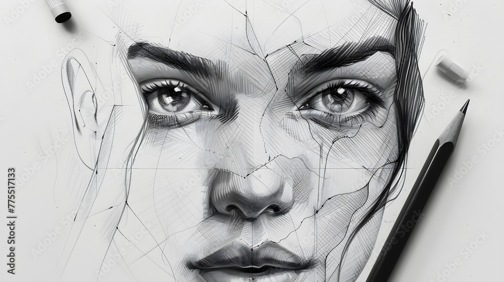 Step-by-Step Guide to Creating Realistic Human Face using Line Art ...