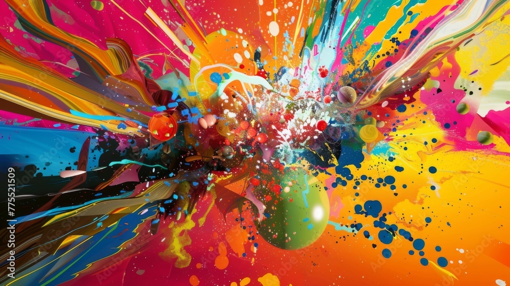 An explosion of bright colors and funky patterns creating a vibrant and ...