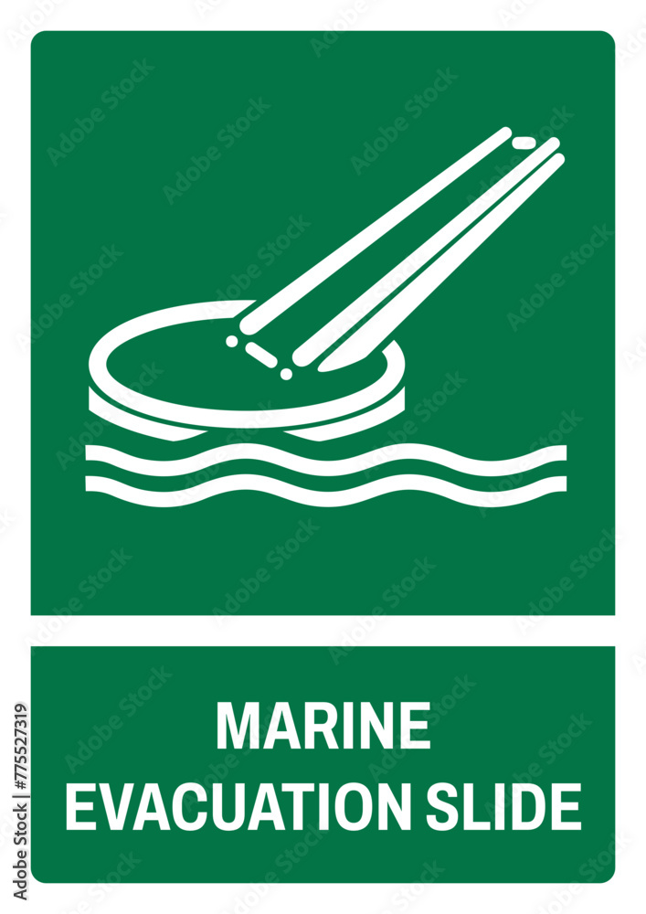 iso emergency and first aid safety signs marine evacuation slide size ...