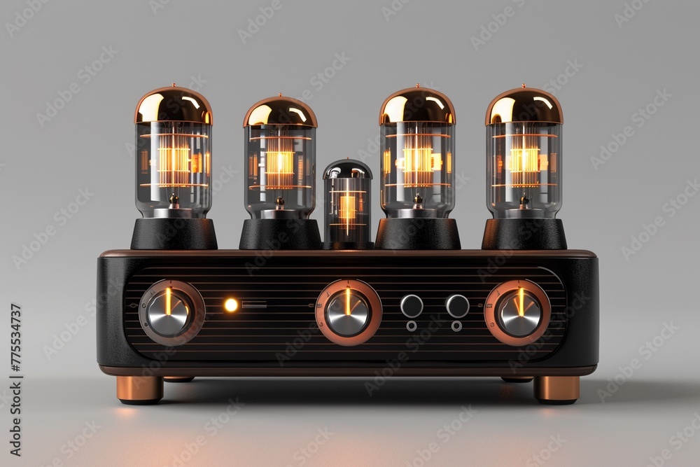 Hybrid tube amplifier with Bluetooth, unique illustration, classic ...