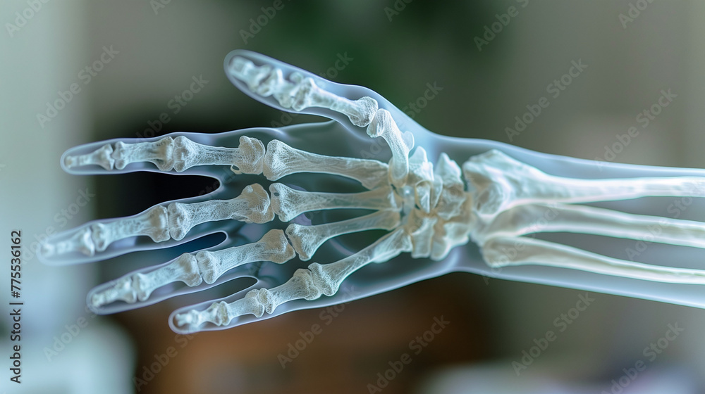 x ray of human hand, Render of Human Hand Skeleton Isolated on Blurred ...