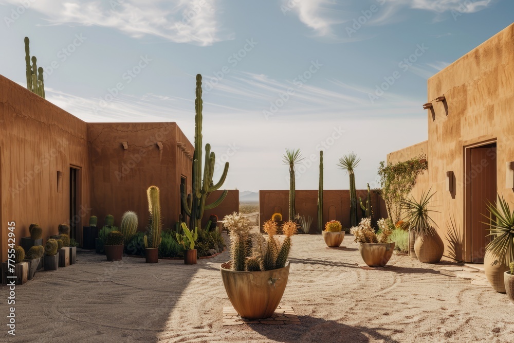 Professional Photography of a Desert Oasis Retreat With Adobe-Style ...