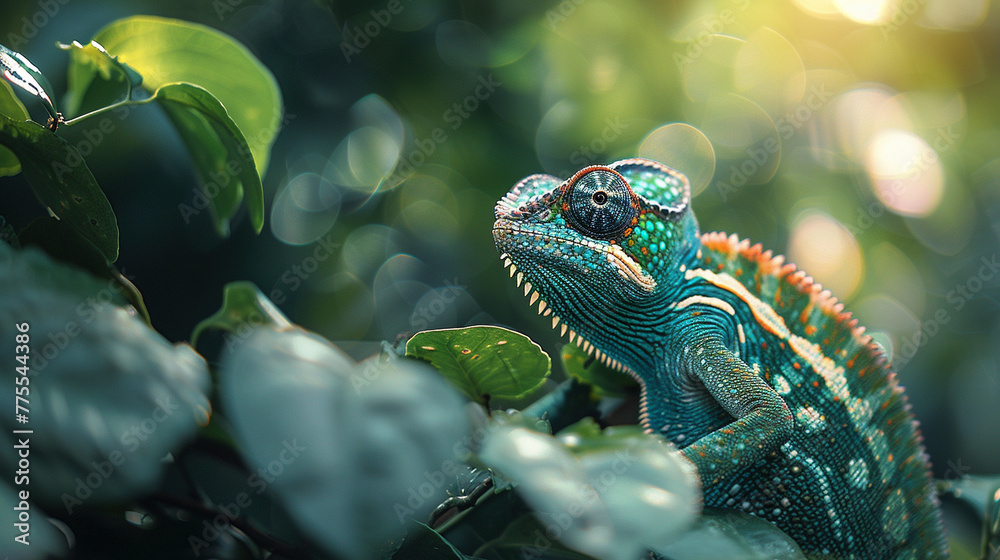 Chameleon, Texture, Master of disguise, blending into a lush jungle ...