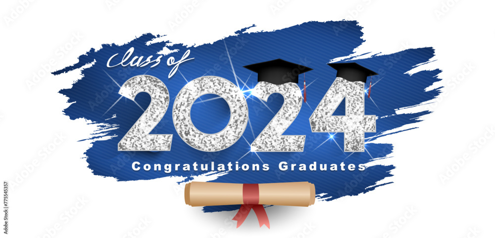 Class of 2024 Vector text for graduation silver design, congratulation ...