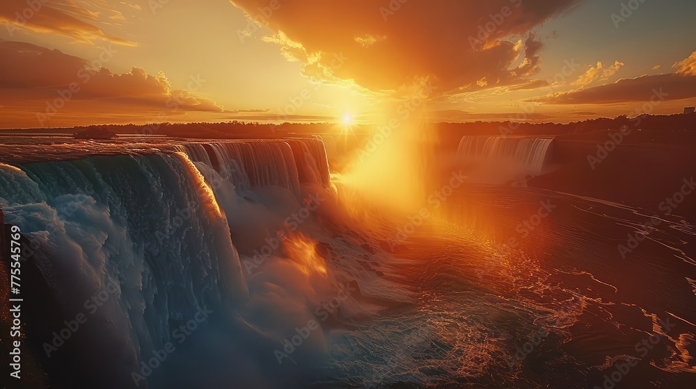 Niagara Falls at Sunrise, Capture the majestic beauty of Niagara Falls ...