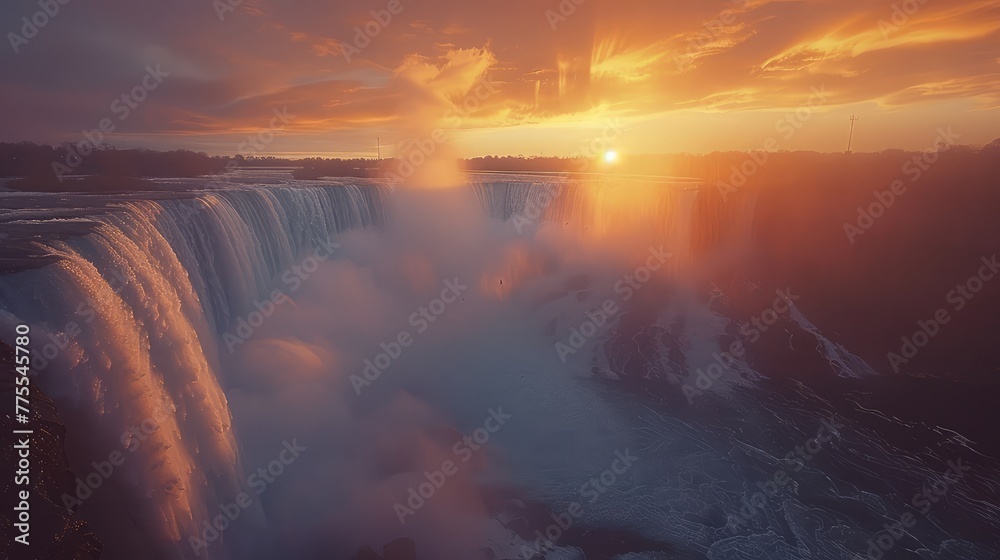 Niagara Falls at Sunrise, Capture the majestic beauty of Niagara Falls ...