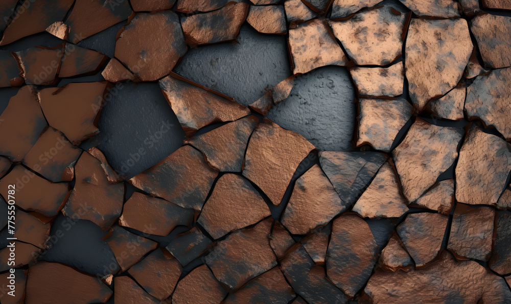 Cracked black Dragen Hide copper rust bronze aluminium rough Tileable ...