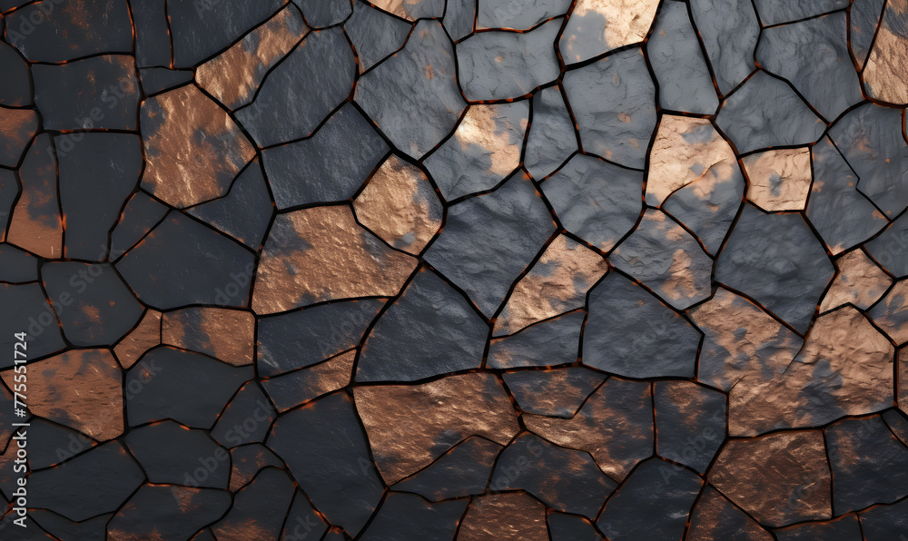 Cracked black Dragen Hide copper rust bronze aluminium rough Tileable ...