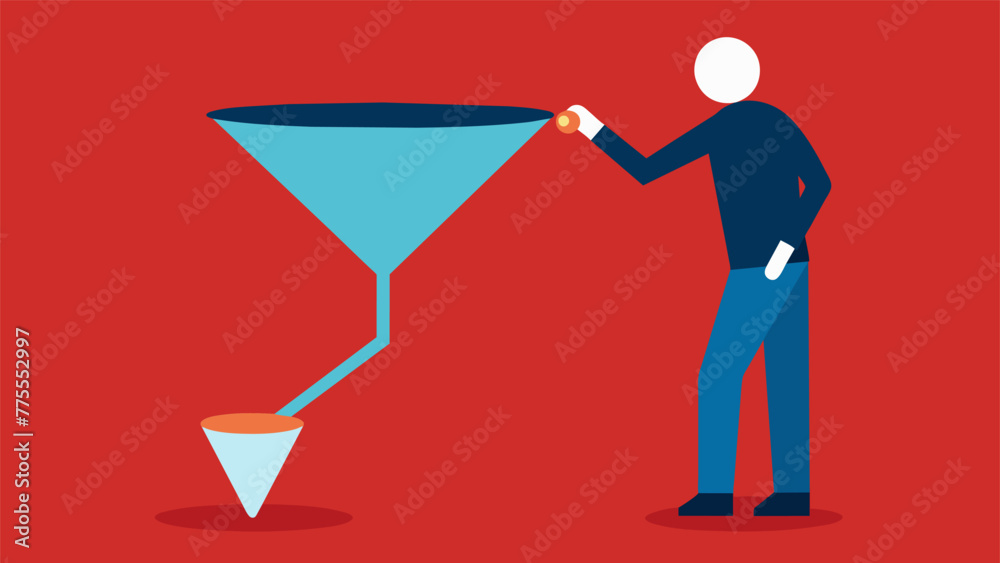 A person using a funnel to pour liquid into a container representing ...