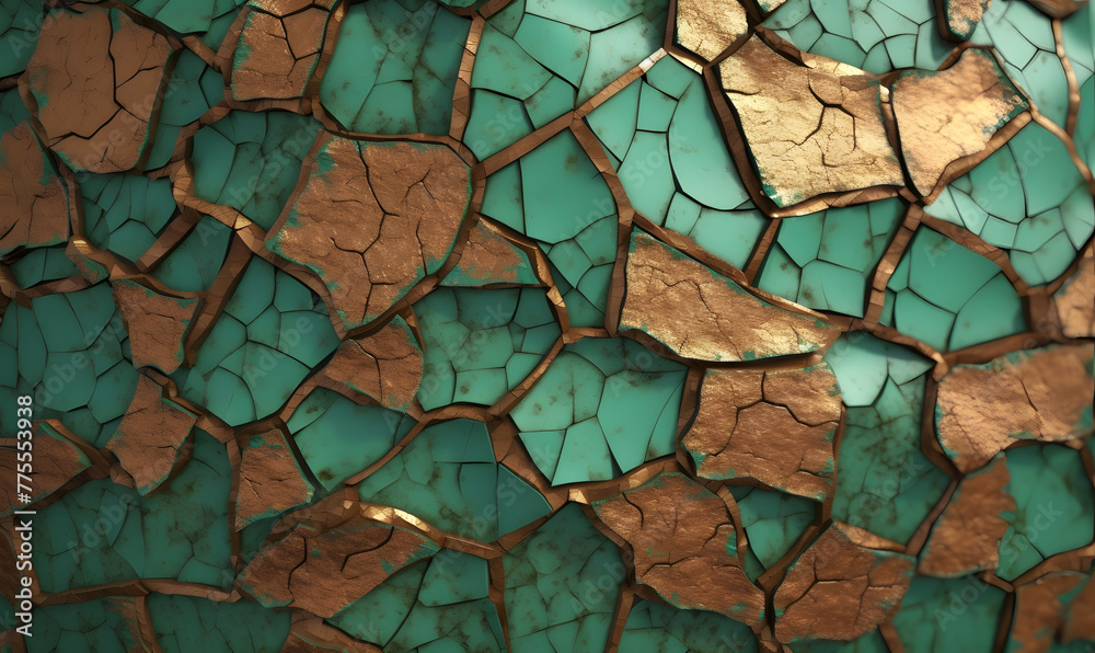 Cracked green Dragen Hide copper rust bronze aluminium rough Tileable ...