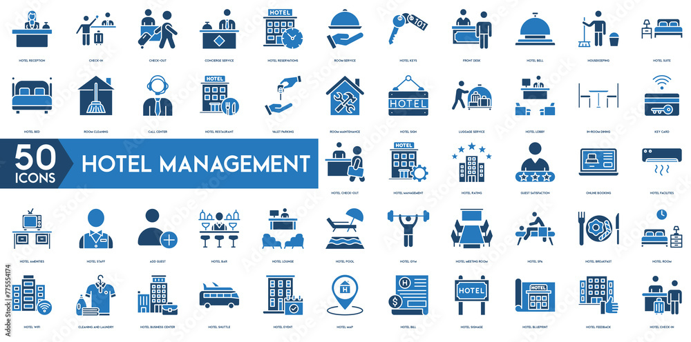 Hotel Management icon. Hotel Reception, Check-In, Check-Out, Concierge ...