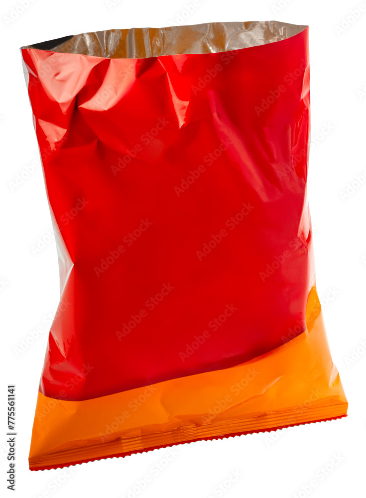 Food Packaging, Foil and plastic snack bags mockup bag opening cut ...