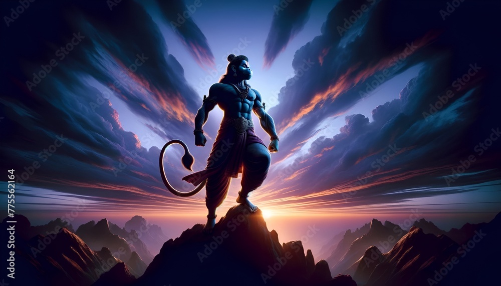 Realistic illustration of a powerful lord hanuman figure for hanuman ...