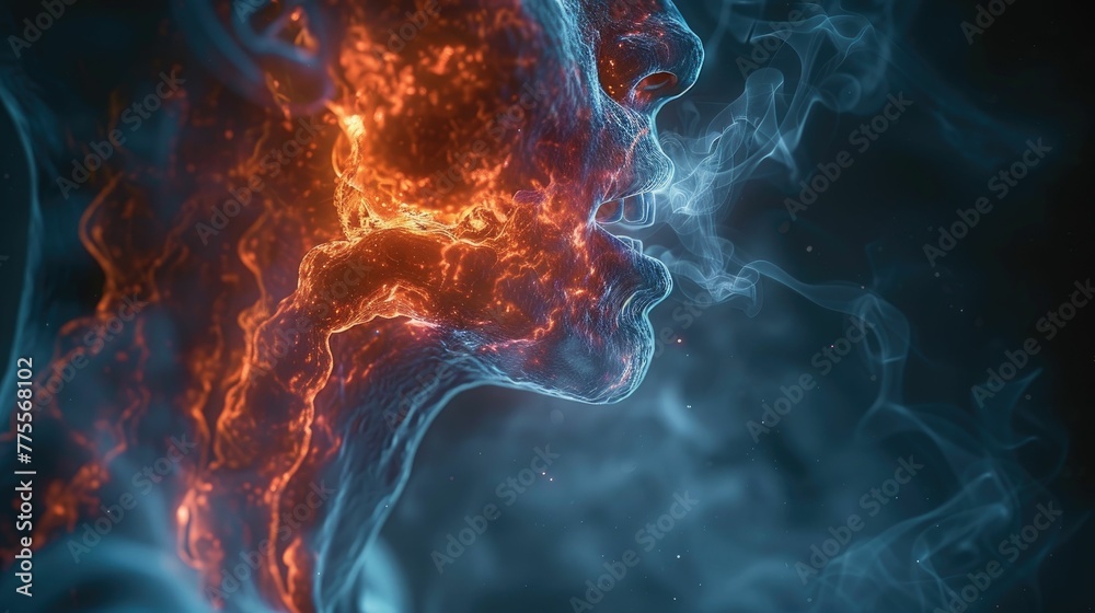 Intense, cinematic depiction of Barretts esophagus condition, with ...