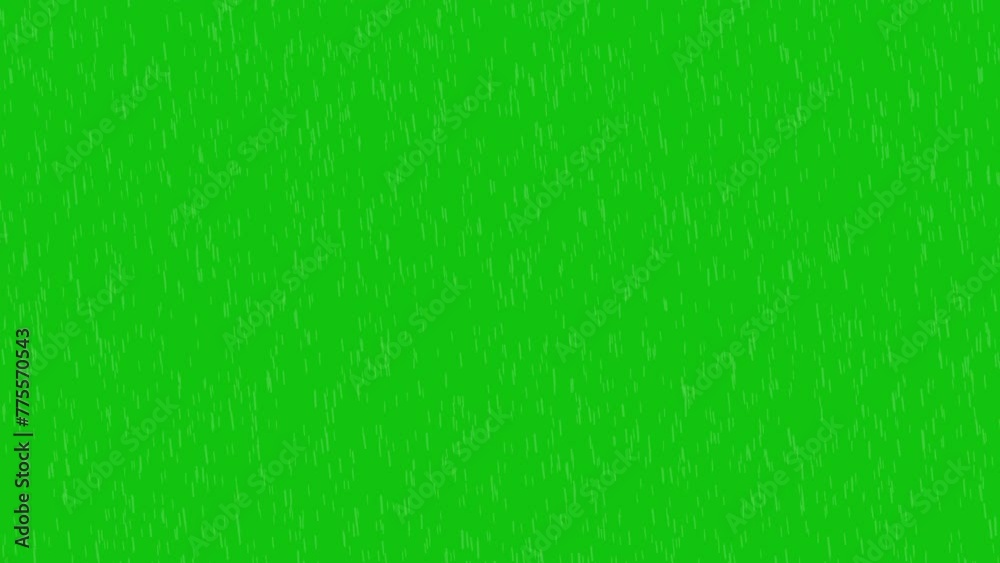 Green screen falling raindrops footage animation. Heavy rain on asphalt ...
