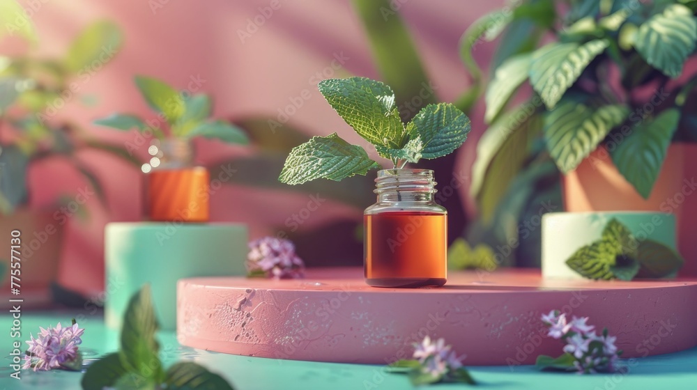 Peppermint oil in GERD treatment, visualized in a 3D cartoon ...