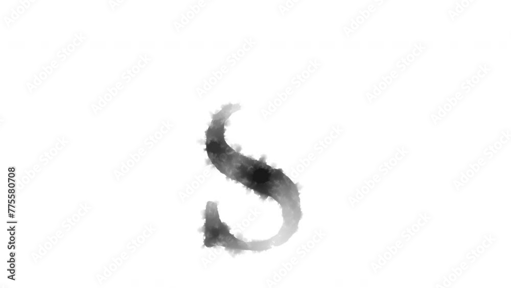 Animated ink blot forms small case letter "s", serif font style (This ...