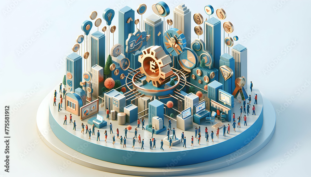 3d flat icon as Ecosystem of Excellence An ad with an ecosystem of ...