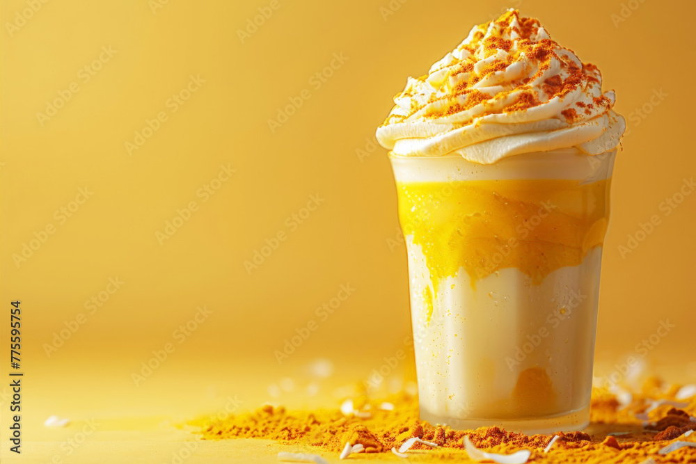 Indian cold summer drink Mango Lassi, yogurt smoothie with turmeric ...