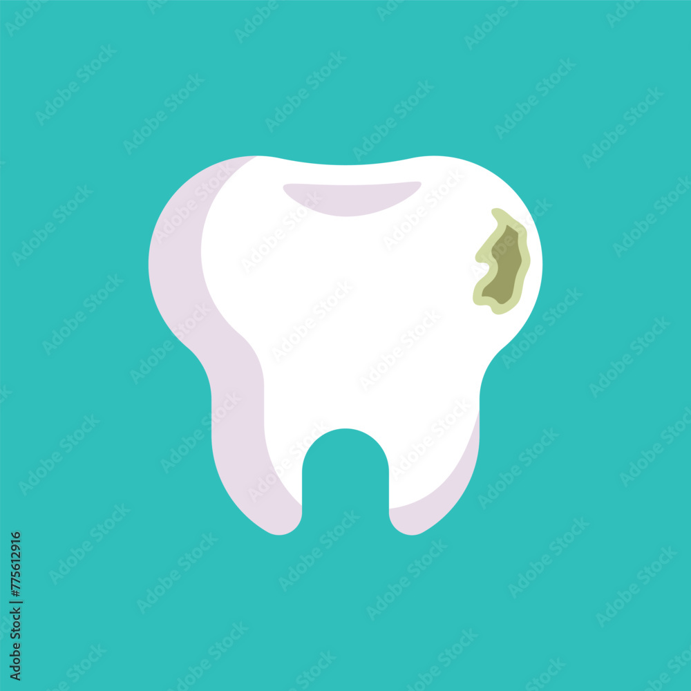 Vector tooth needs cleaning, treatment. There is caries on the tooth ...