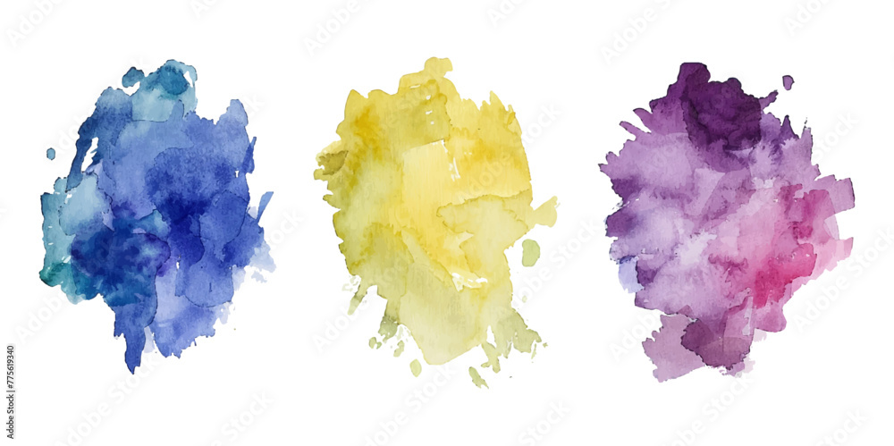 watercolor water brash splash texture. Set of vector pastel color paint ...