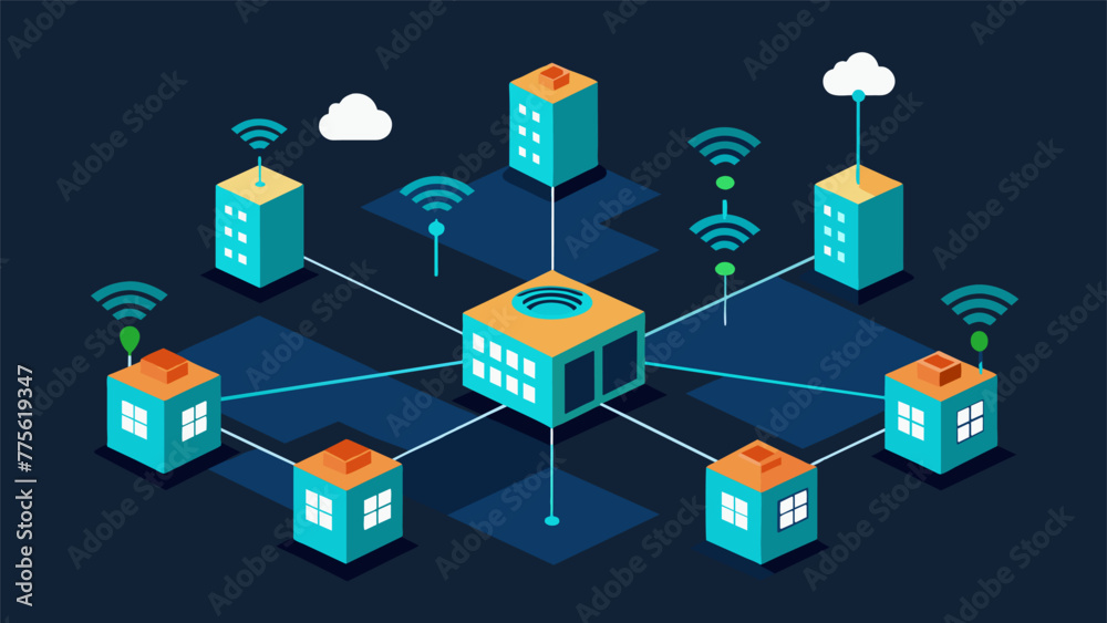 An image depicting a complex network of edge computing nodes spread ...