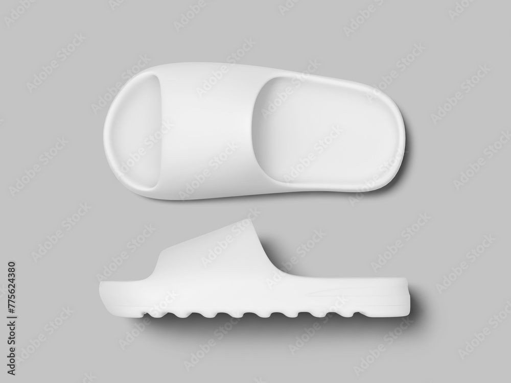 Front View and Side View White Blank Slippers Mockup Stock Photo ...