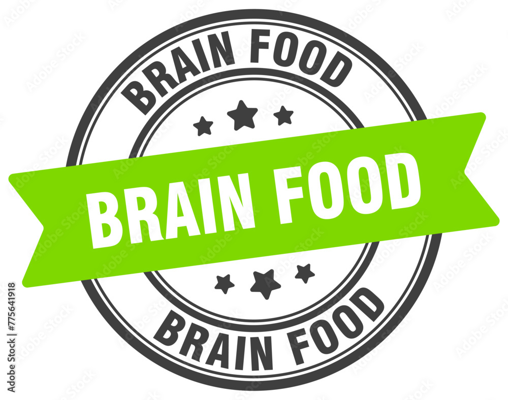 brain food stamp. brain food label on transparent background. round ...