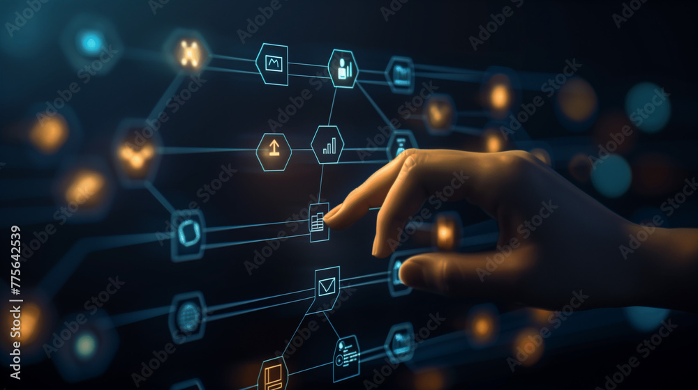 Title: "Digital Touchpoint" Art Description: Hand interacts with ...