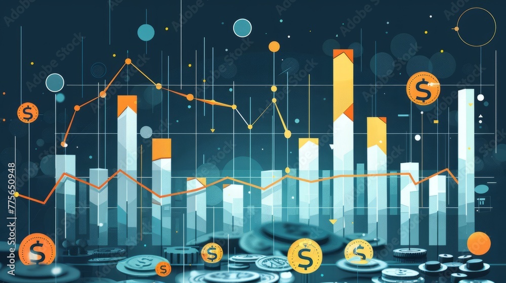 Financial growth chart for stock market investment trading. Closeup ...