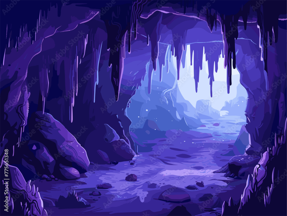 background, A mysterious cave entrance with stalactites hanging from ...