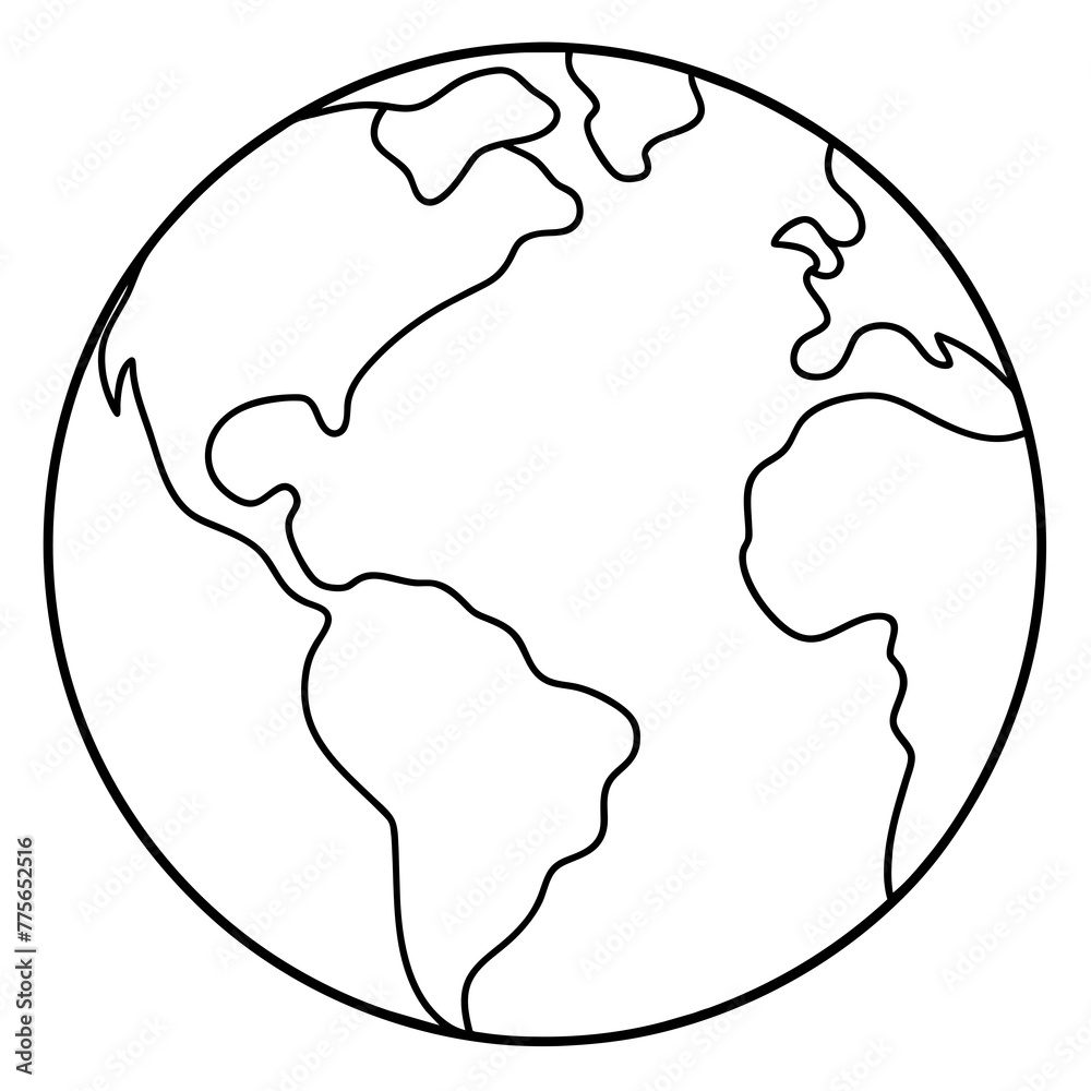 earth line art one single continuous one line out line vector art ...