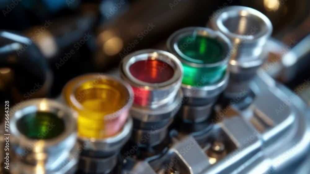 Zoomedin image of a silver coolant tank cap with a color guide ...