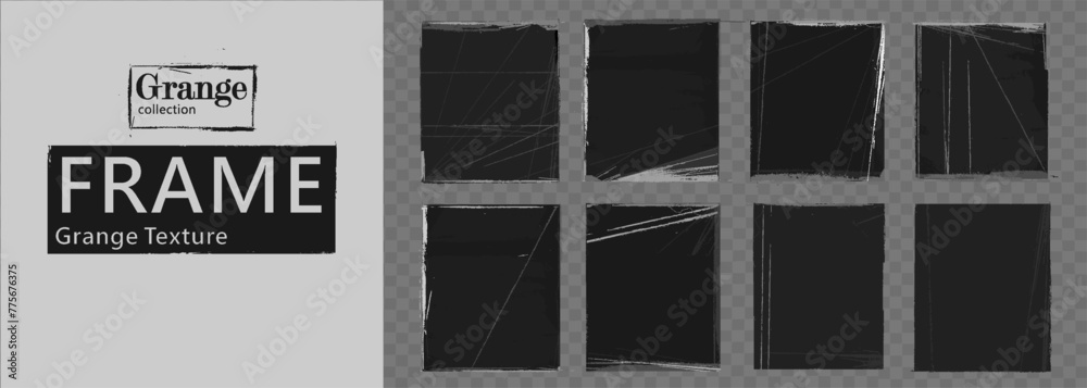 Vector set of frames with cracks, scratches and chips in vintage style ...