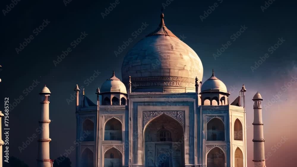 Vidéo Stock the white marble Taj Mahal mausoleum, this mosque features ...