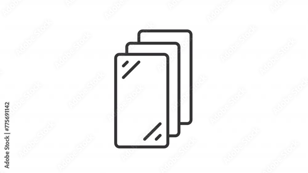 Triple pane windows line animation. Glass frames raising animated icon ...