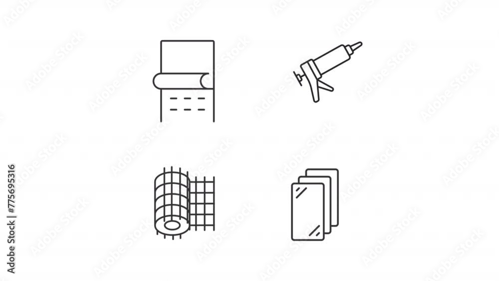 House soundproofing animation set. Sound isolation animated line icons ...