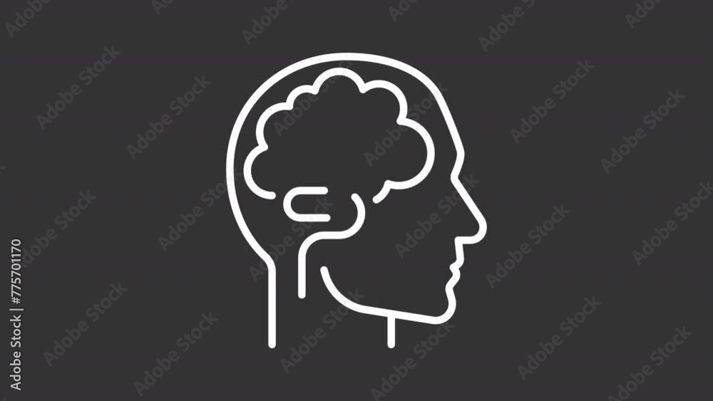 Epilepsy white line animation. Animated brain activity icon. Epileptic ...