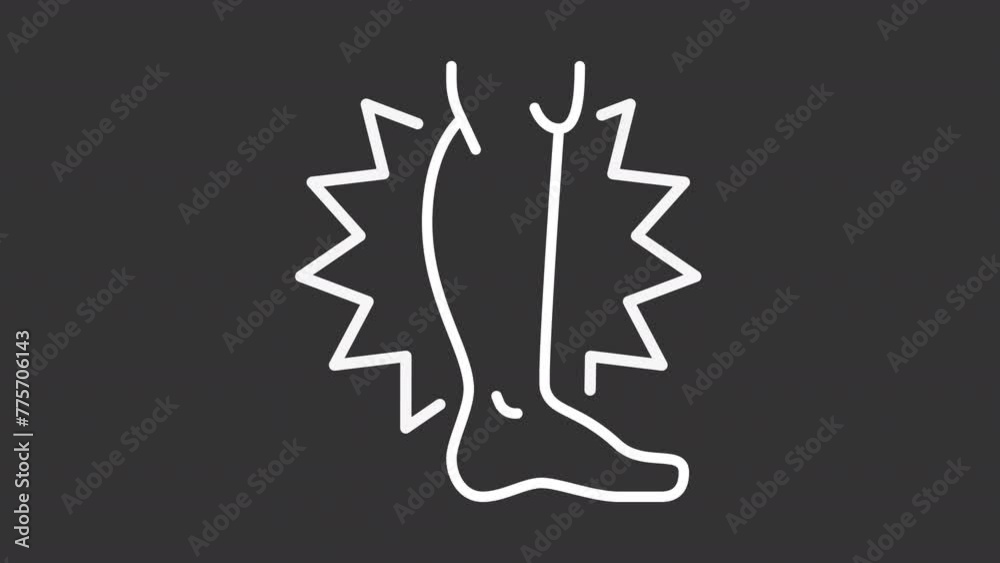 Leg cramps white line animation. Animated leg icon. Muscle contraction ...