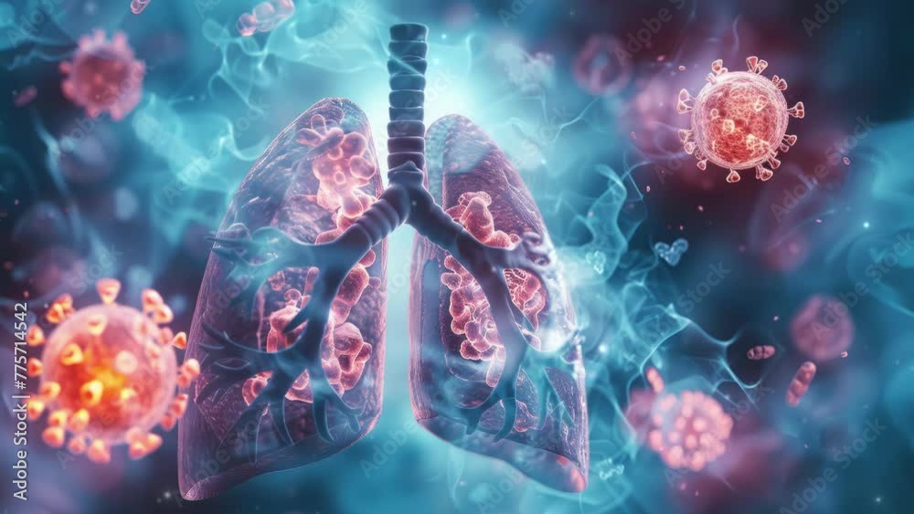 Radiology concept. Diseases of the lungs in the picture lung cancer ...