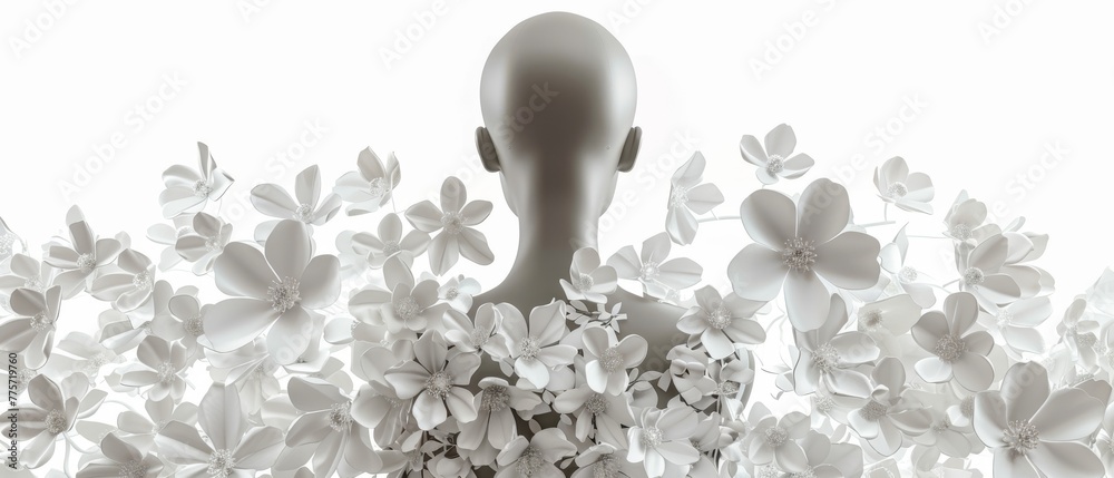 A 3D render of a thin female body back viewed from the back view ...