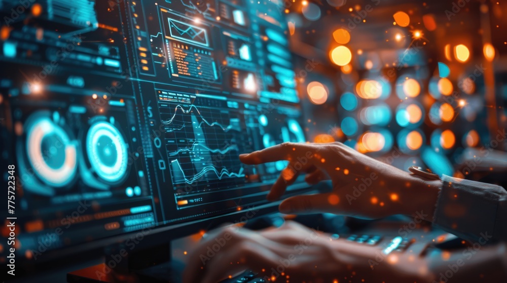 working hands with data base from Scada system on computer screen. Stock Photo | Adobe Stock