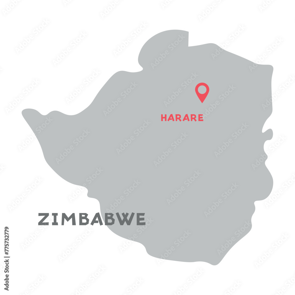Zimbabwe vector map illustration, country map silhouette with mark the ...