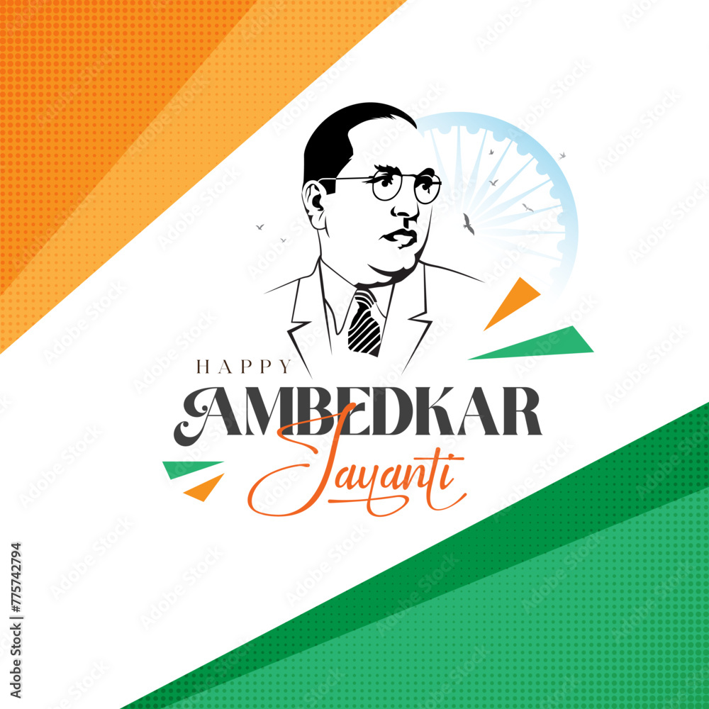Happy Ambedkar Jayanti Vector Template Illustration, Babasaheb Dr ...