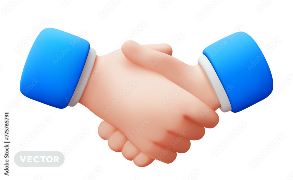 Vector illustration of gesture business man handshake in blue sleeve on ...