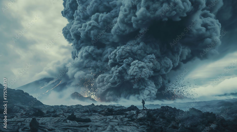Lava going down the Volcano right after an eruption. Stock Photo ...